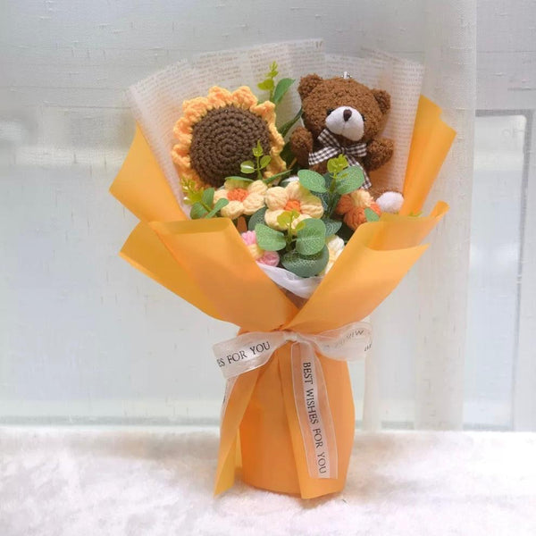 Handmade Crochet Sunflower Flower With Bear (Klang Valley Delivery) | Giftr - Malaysia's Leading ...