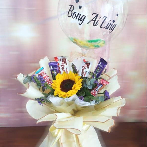 Sunflower Flower Bouquet with Balloon (Kuching Delivery Only) | Giftr - Malaysia's Leading ...