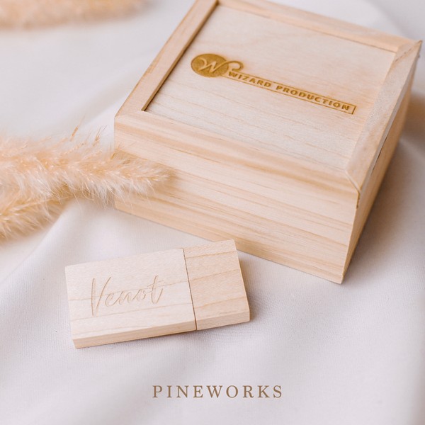 Personalised Maple Wooden USB Flash Drive & Square Box (Nationwide Del ...