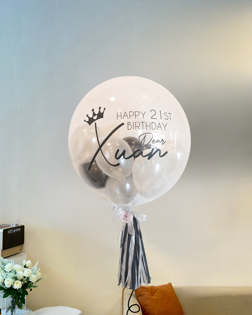 Black and White Bubble Helium Balloon (Kuching Delivery) - Valentine's ...