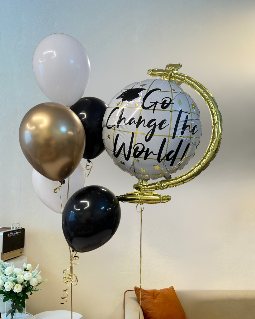 Graduation Cartoon Foil Balloon with 5's Helium Balloon Bundle (Kuchin ...