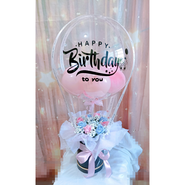 Soap Roses Flower Box with Bobo Balloon (Kuching Delivery Only) | Giftr ...
