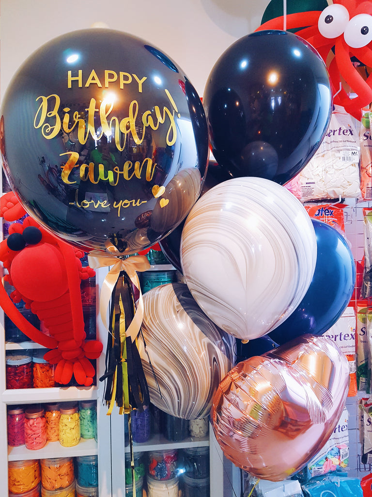 18" Colour BoBo Balloon Package Black with Gold Wording | Giftr ...