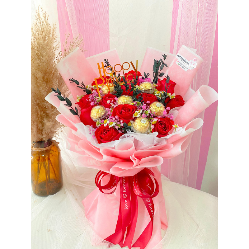 Red Roses With Chocolate Bouquet (Penang Delivery Only) | Giftr ...