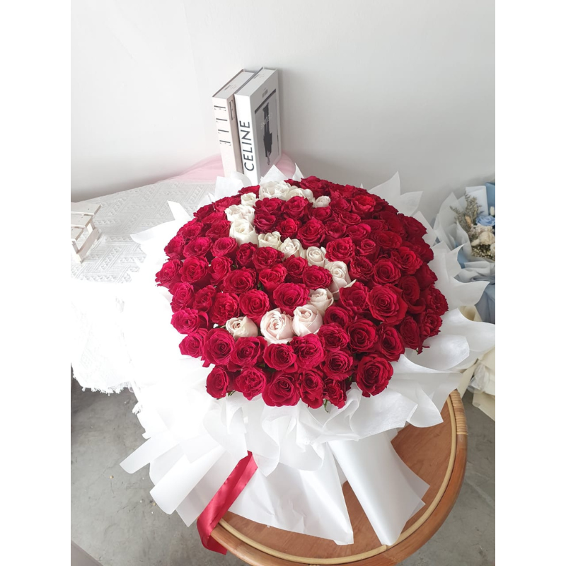 Initial Love Flower Bouquet (Klang Valley Delivery Only) | Giftr ...