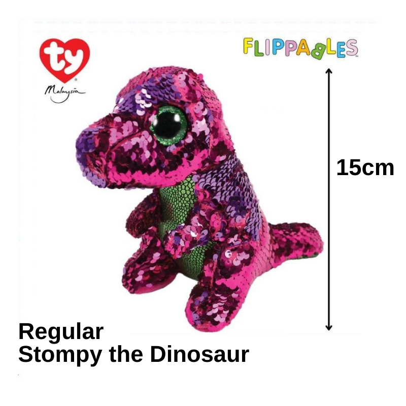 Ty Toys Flippables Stompy The Sequin Pink Purple Dinosaur Sequins Soft ...