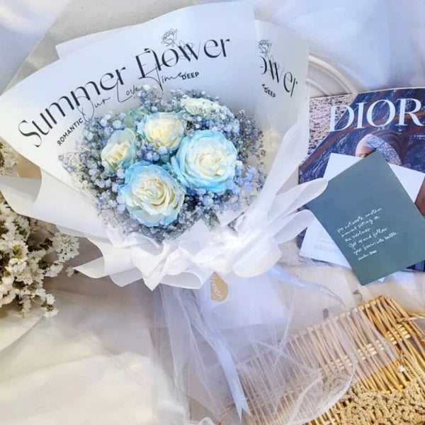 Roza Fresh Gradient Rose With Cake Bundle (Klang Valley Delivery ...