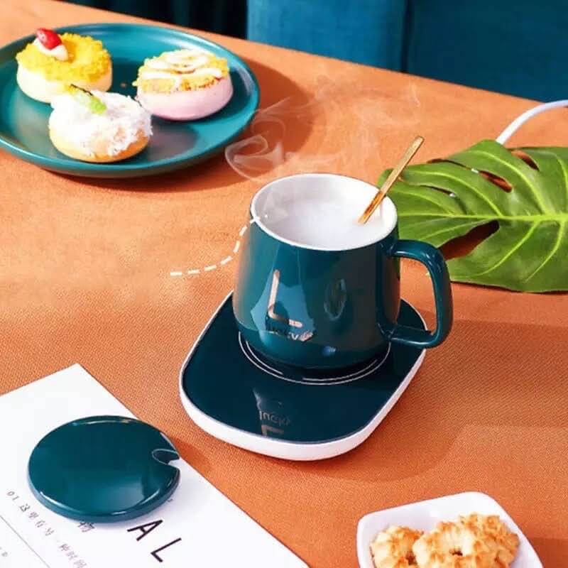 Personalised Ceramic Coffee Mug With Constant Cup Warmer Heater Pad, S ...