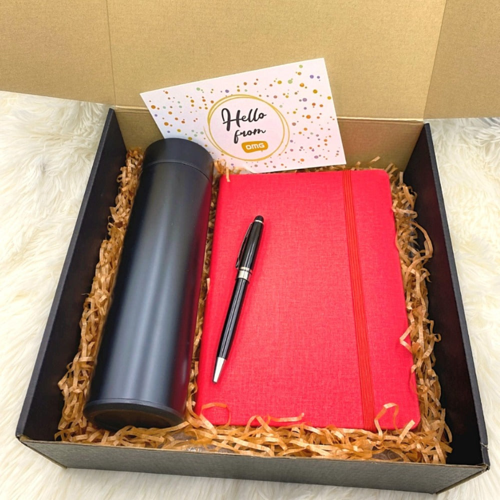 [Corporate Gift] - Customized Smart Temperature Vacuum Flask, PU Journ ...