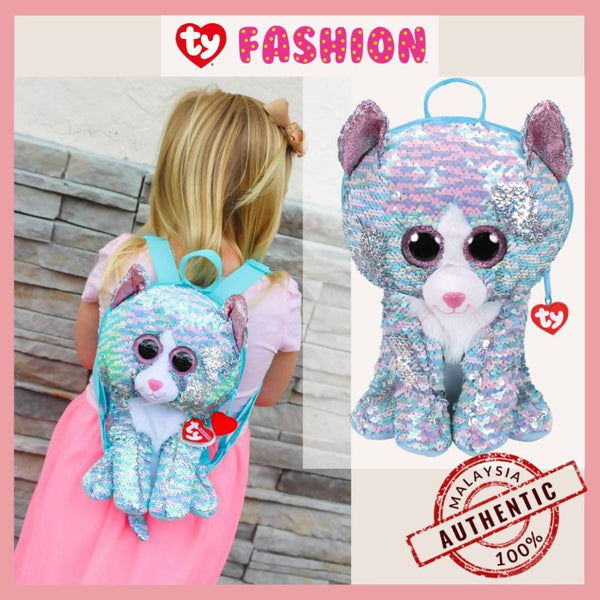 Ty Fashion - Whimsy The Iridescent Cat Sequins Backpack (Large) | (Nat ...