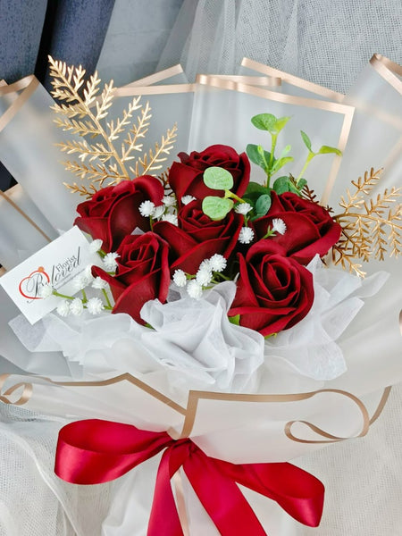 Maroon Soap Rose Bouquet (Artificial Flower) | (Klang Valley Delivery ...