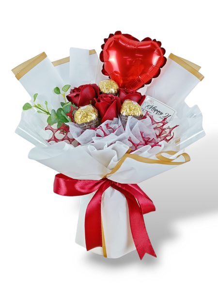 Maroon Soap Roses Ferrero Rocher Bouquet Artificial Flower (Klang Vall ...