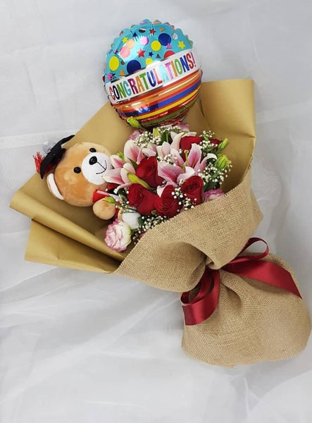 Roses Mixed Lilies Graduation Bouquet | Giftr - Malaysia's Leading ...