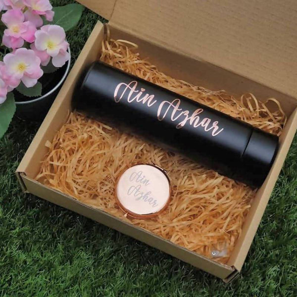 Personalised Smart LED Thermal Thermos Flask Bottle Gift Set | (Klang ...