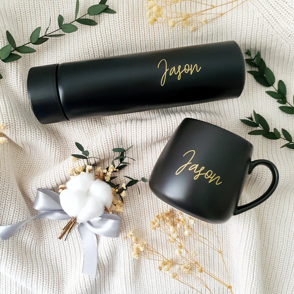 Personalized Black Smart Flask and Mug Set (Nationwide Delivery ...