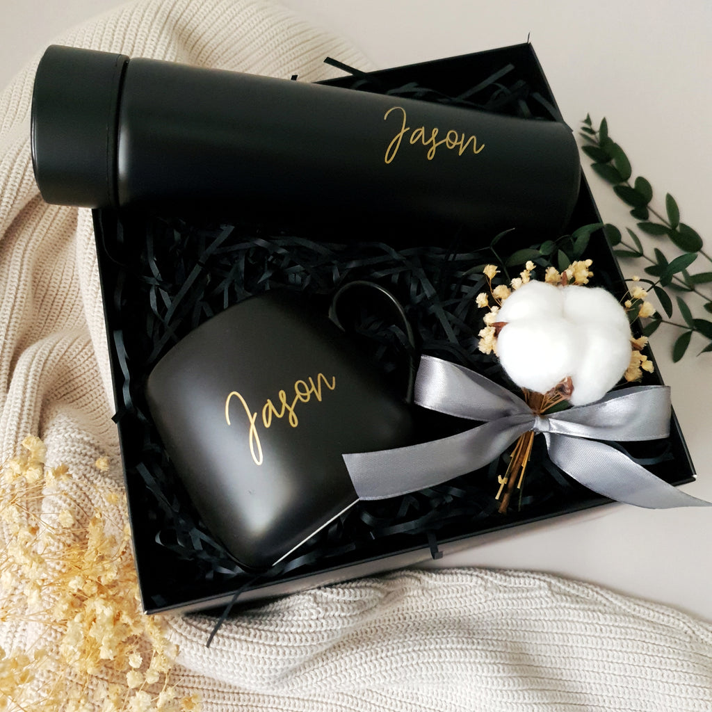Personalized Black Smart Flask and Mug Set (Nationwide Delivery ...