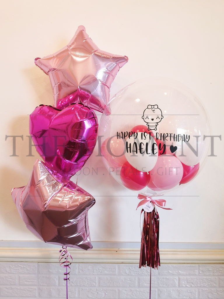 Simple and Classic Helium Foil Balloon Bundle with Customized Bubble H ...