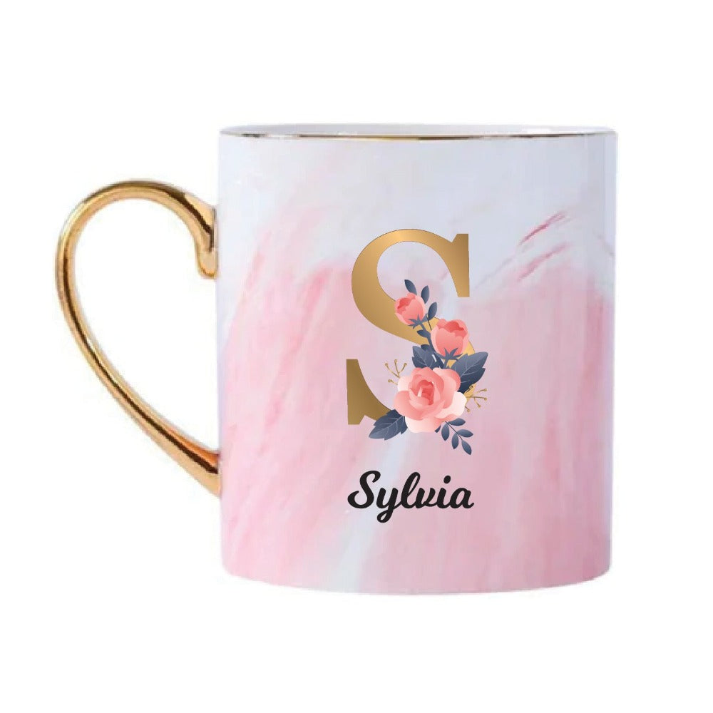 Personalised Initial Marble Mug With Lid & Spoon (Nationwide Delivery ...