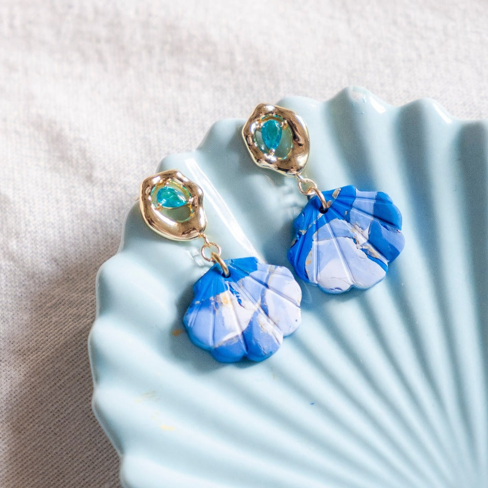 Wave of Seashell Handmade Polymer Clay Hook Earring | (Nationwide Deli ...