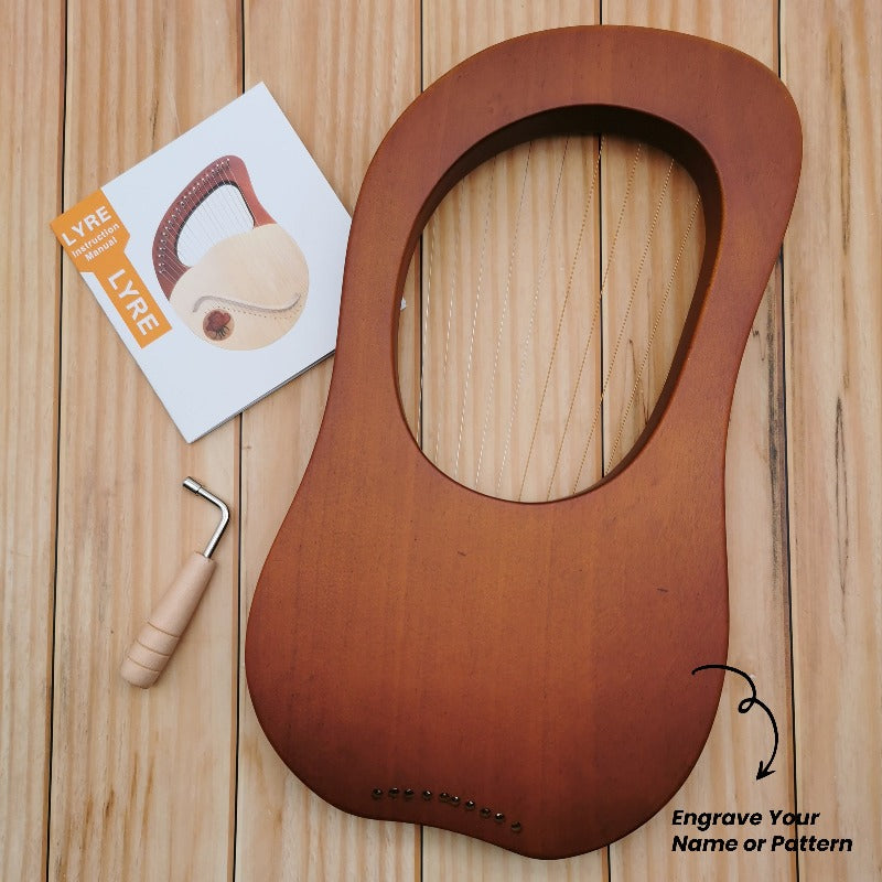 Personalised Lyre Harp 10 Strings - High Density Mahogany Wood (Resona ...