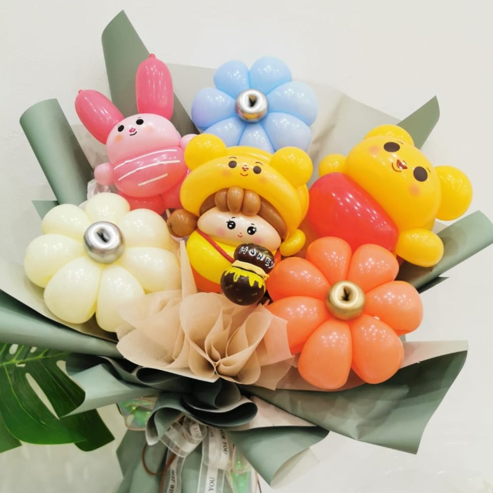 Balloon Flower Bouquet | Pooh Bear Theme FaFa (Klang Valley Delivery ...