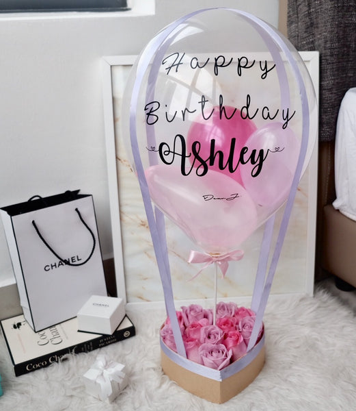 Pink & Purple Hot Air Balloon Flower Box | Giftr - Malaysia's Leading ...