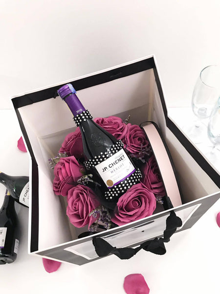 Blinged-Out Miniature Merlot Wine Bloom Box | Giftr - Malaysia's ...