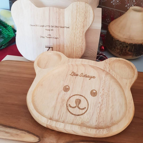 Personalised Wooden Bear Plate (Nationwide Delivery) | Giftr - Malaysia ...